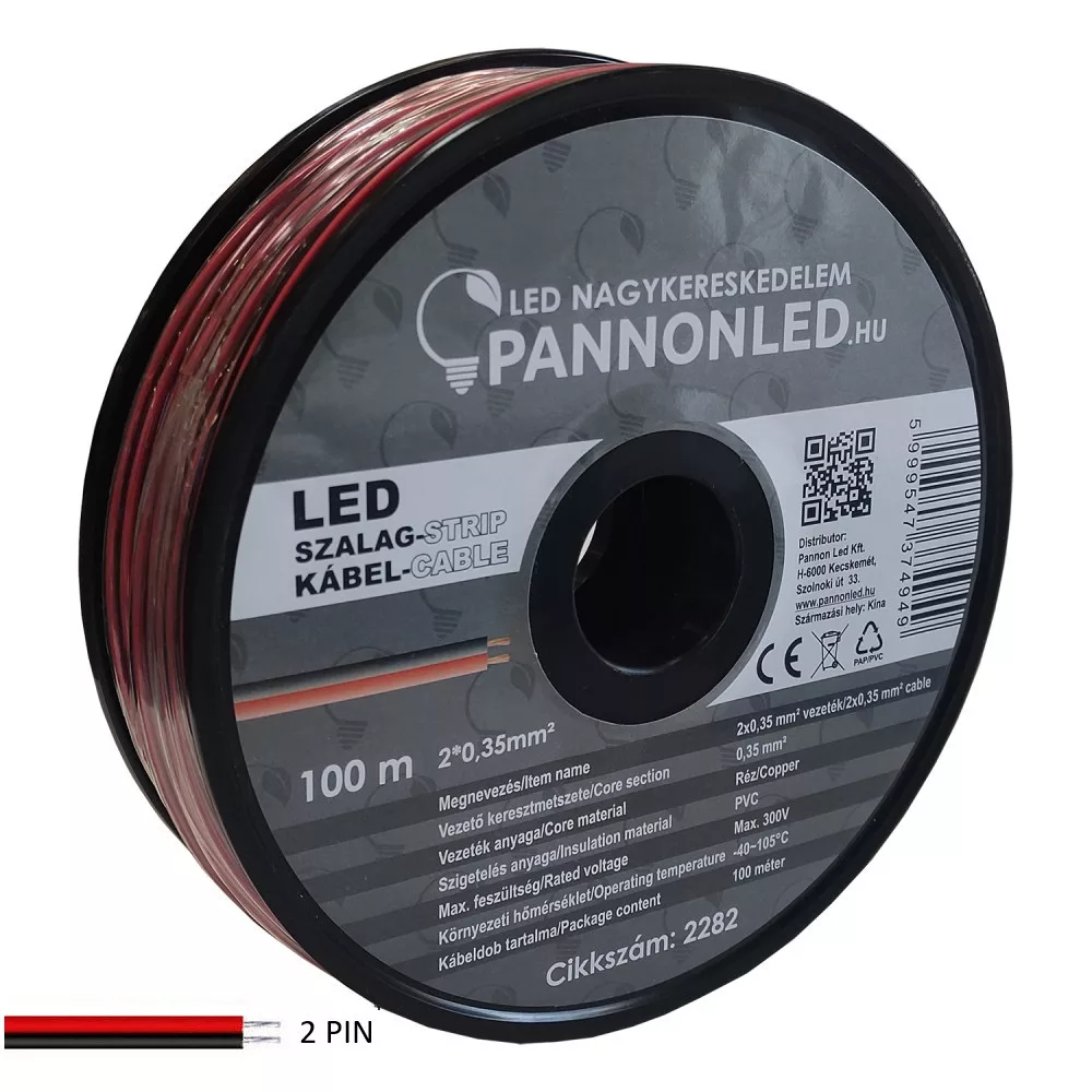 Kéteres 0,35 mm 2 LED szalaghoz kábeldobon